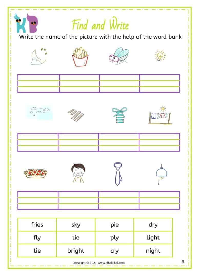Learn to Spell i, igh, y Sound Words | Free Phonics Worksheets