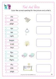 Learn to Spell i, igh, y Sound Words | Free Phonics Worksheets