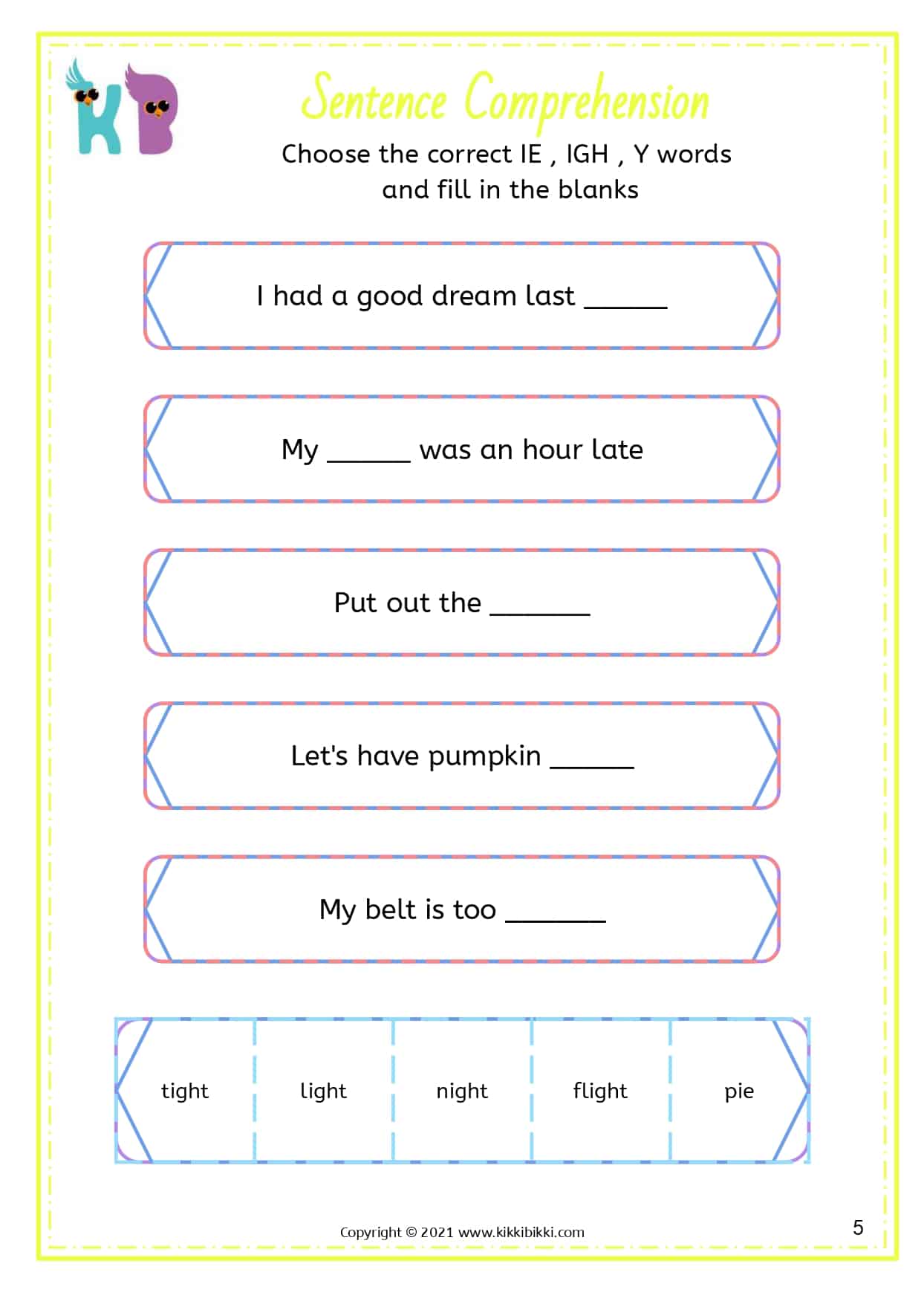 Mastering IE, IGH, and Y Sounds with Sentence Comprehension