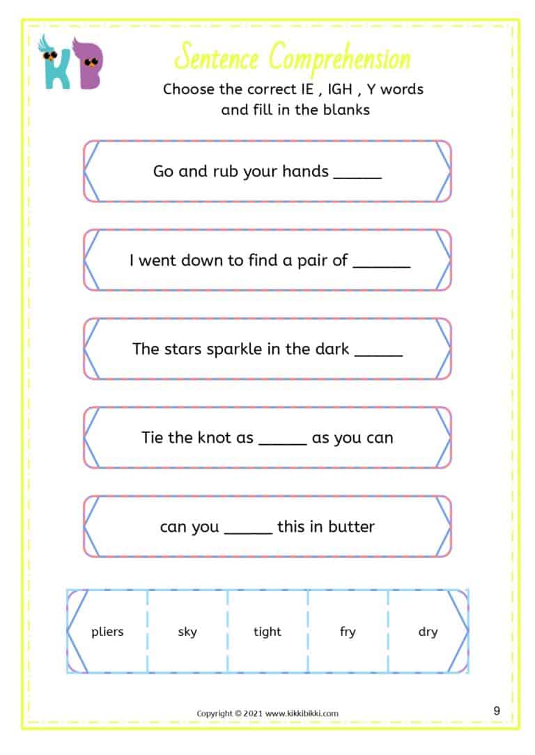 Mastering IE, IGH, and Y Sounds with Sentence Comprehension