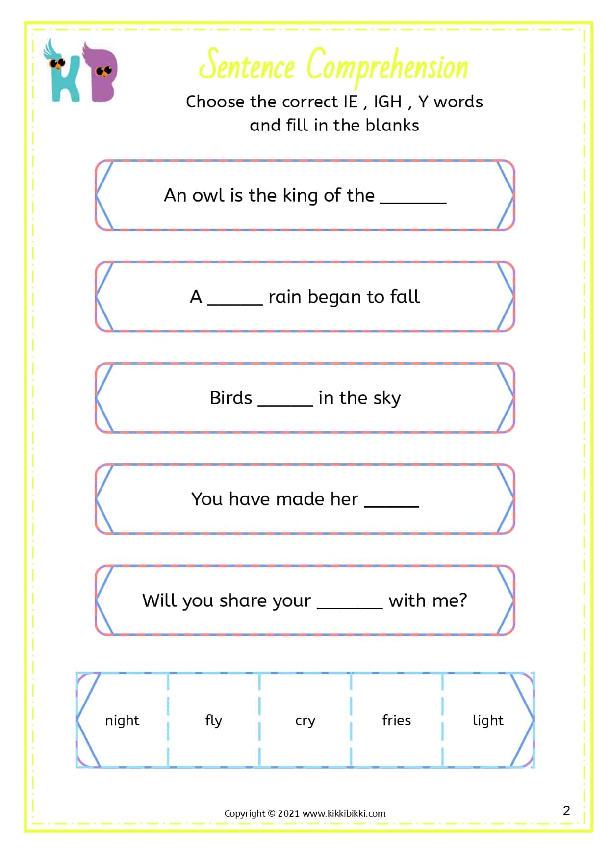 Mastering IE, IGH, and Y Sounds with Sentence Comprehension