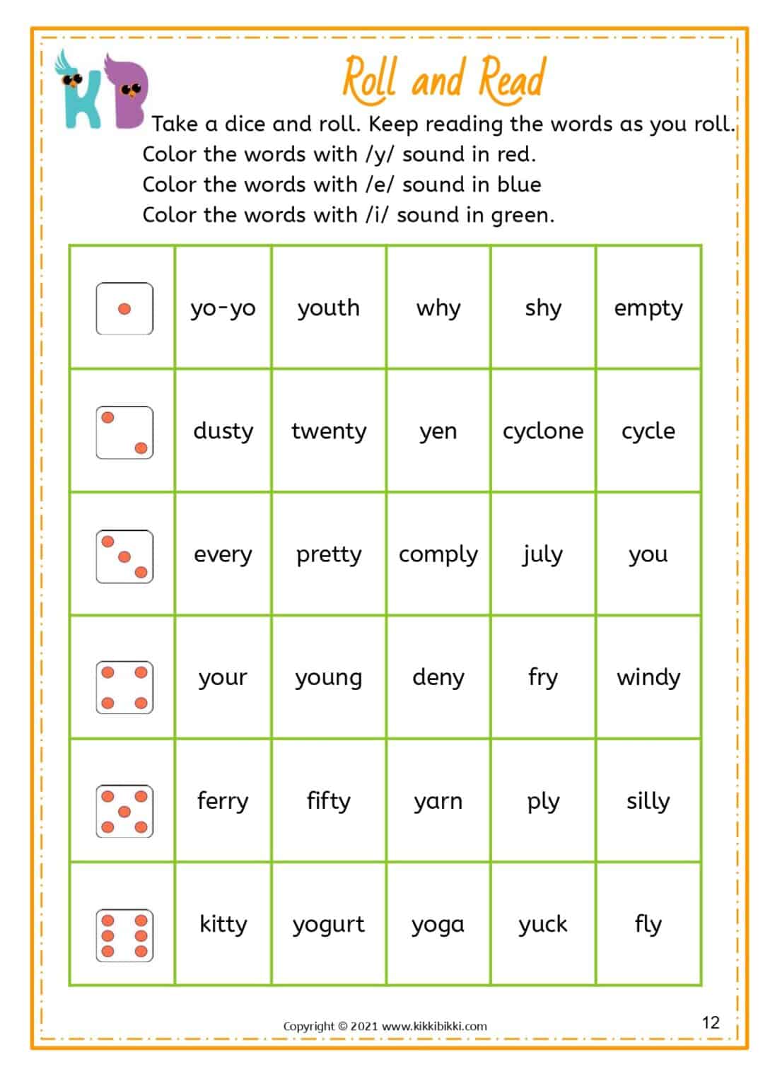 Sounds of y Worksheet - Free Phonics Printable Worksheets