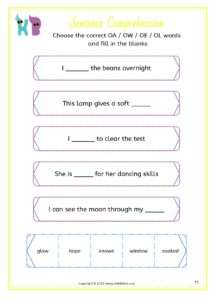 Learn to Spell oa, ow, oe, ol Words - Free Phonics Worksheets