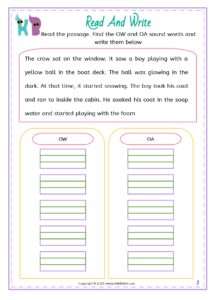 Learn to Spell oa, ow, oe, ol Words - Free Phonics Worksheets