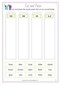 Alternative Spellings (OO, EW, UE) – Cut and Paste Worksheets