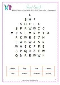 "Phonics Fluency: OO, EW, UE Sound - Word Search Worksheets"