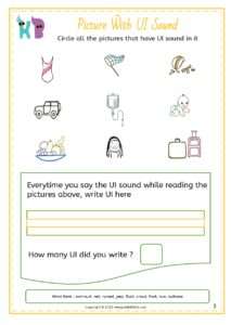 ui Words - Kindergarten Worksheet - Free Phonics Printable