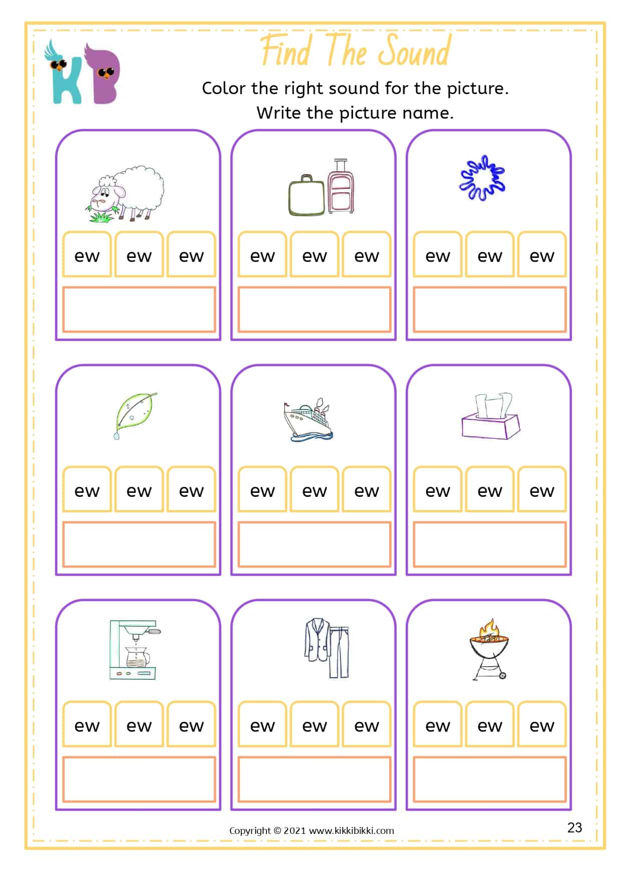 Learn to Spell ew-ue-ui Words - Free Printable Worksheets