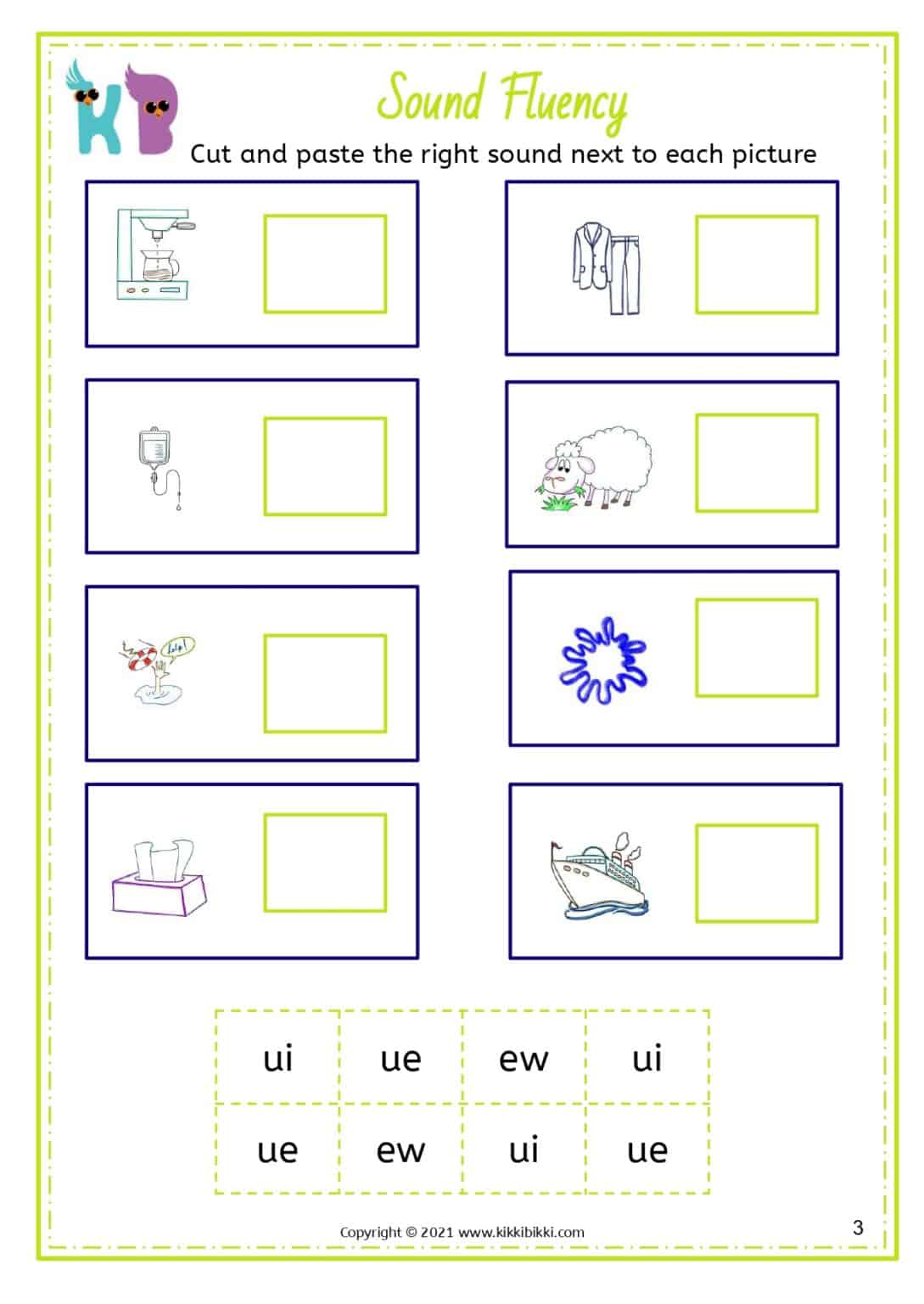 Learn to Spell ew-ue-ui Words - Free Printable Worksheets