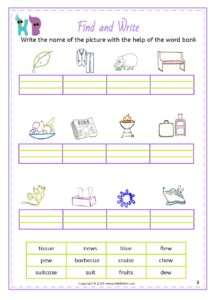 Learn to Spell ew-ue-ui Words - Free Printable Worksheets