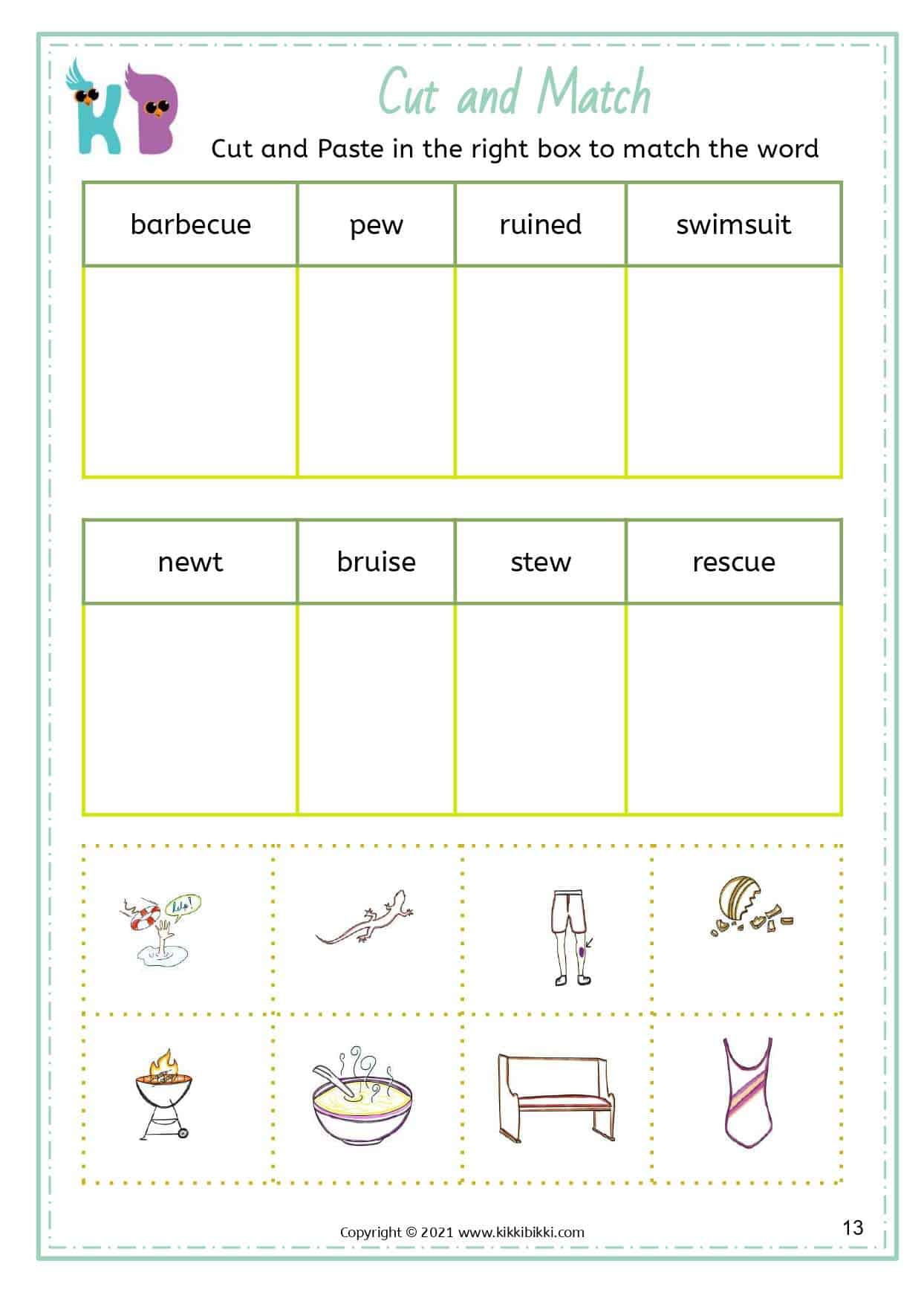 Learn to Spell ew-ue-ui Words - Free Printable Worksheets