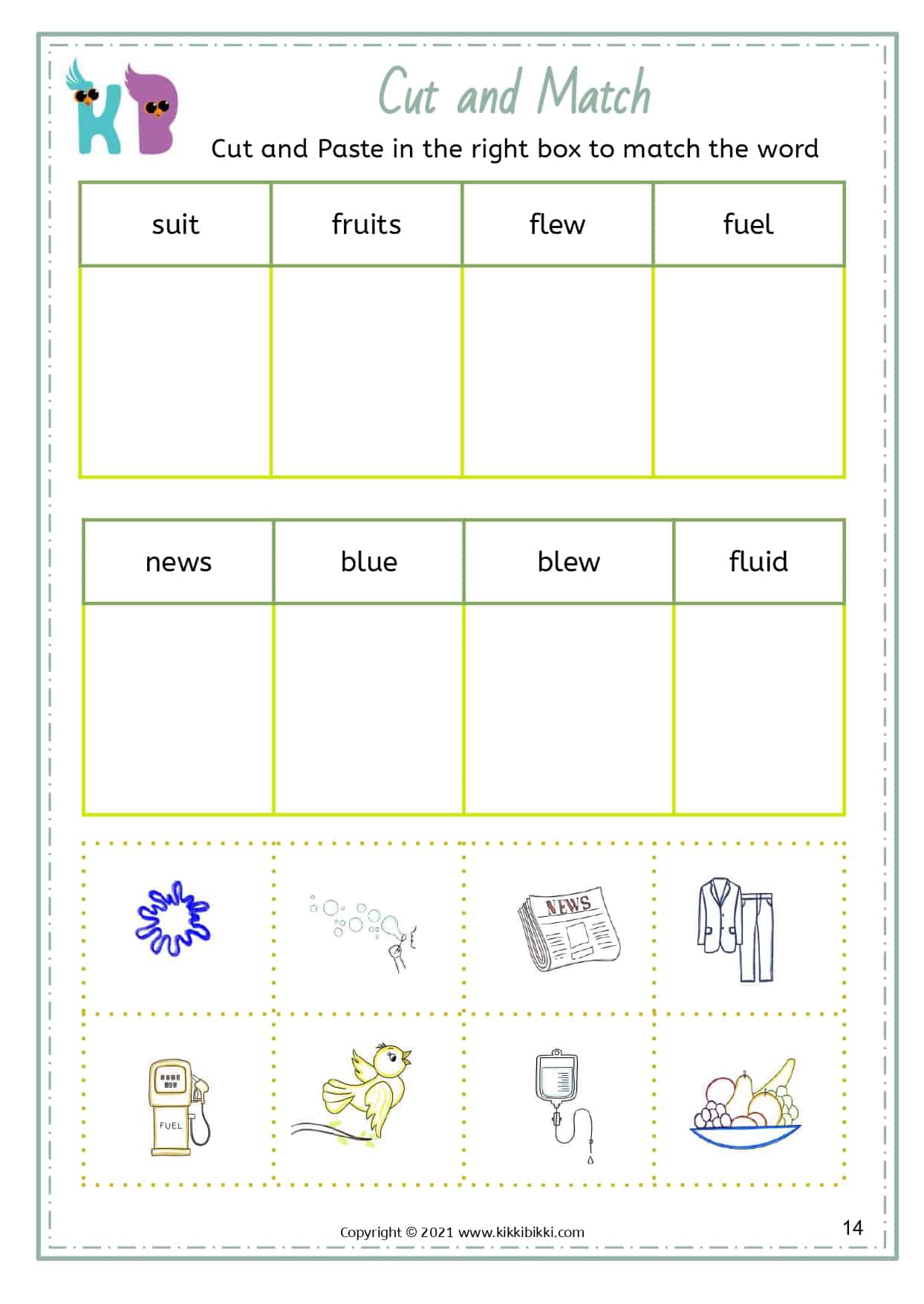 Learn to Spell ew-ue-ui Words - Free Printable Worksheets