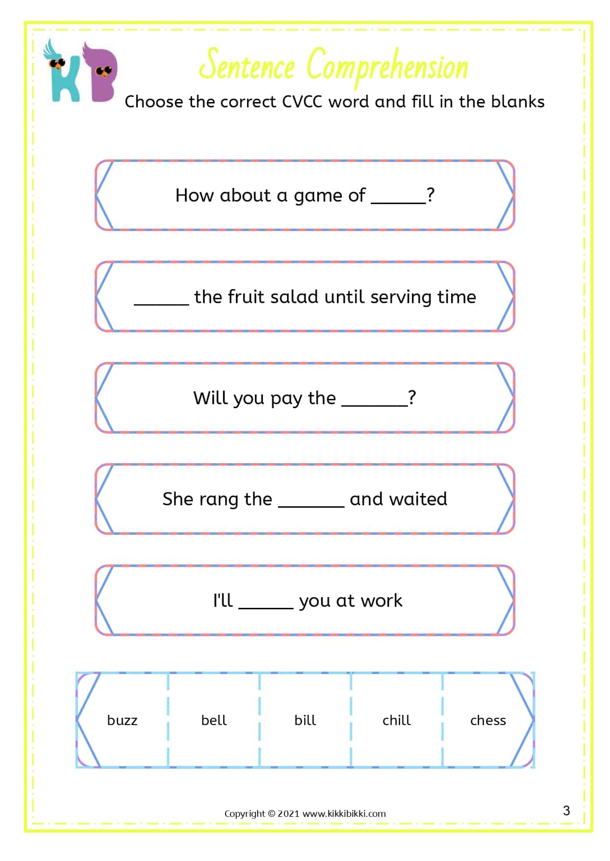 Double Consonants | Free Phonics Printable Worksheets