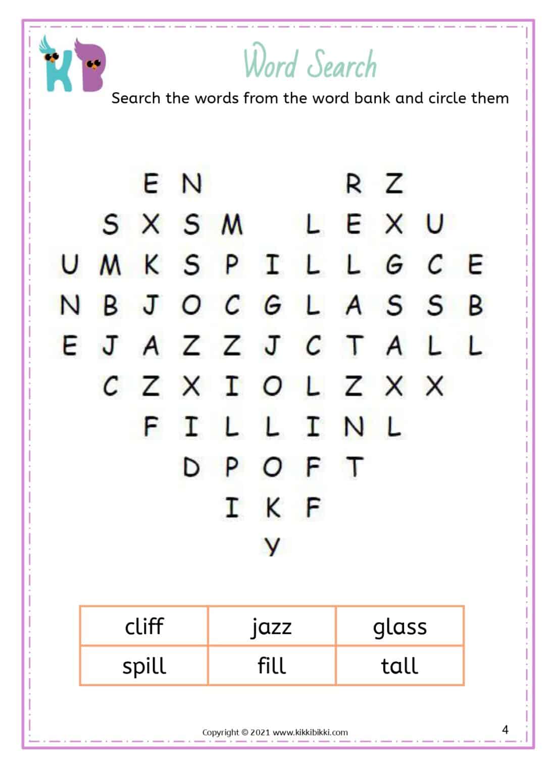 Phonics Fun: Double Consonants Word Search Worksheet
