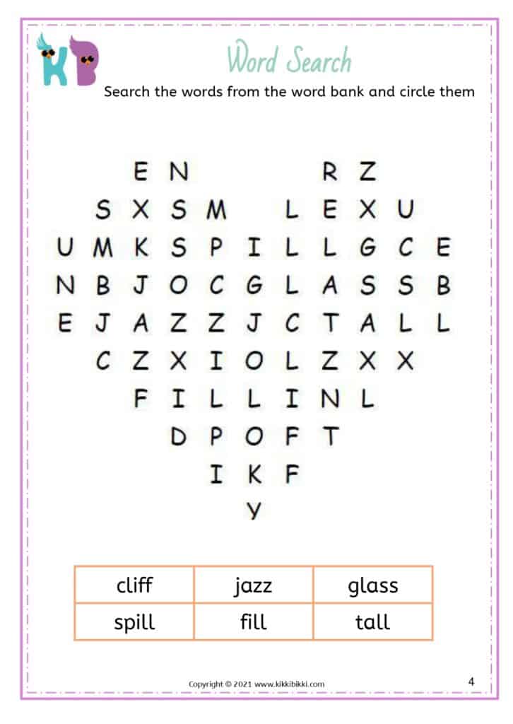 Phonics Fun: Double Consonants Word Search Worksheet