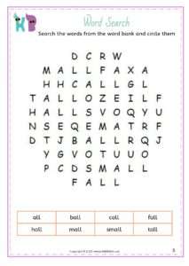 Phonics Fun: Double Consonants Word Search Worksheet