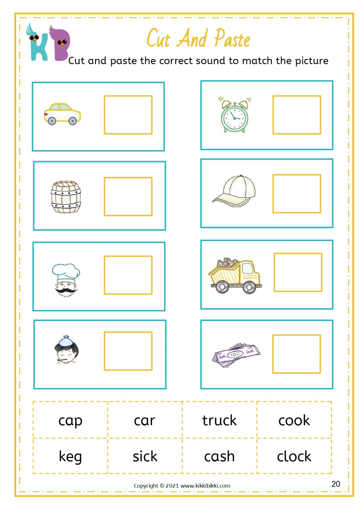 Learn to Spell c, k, ck Words - KikkiBikki - Kindergarten Worksheets