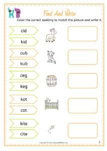 Learn to Spell c, k, ck Words - KikkiBikki - Kindergarten Worksheets