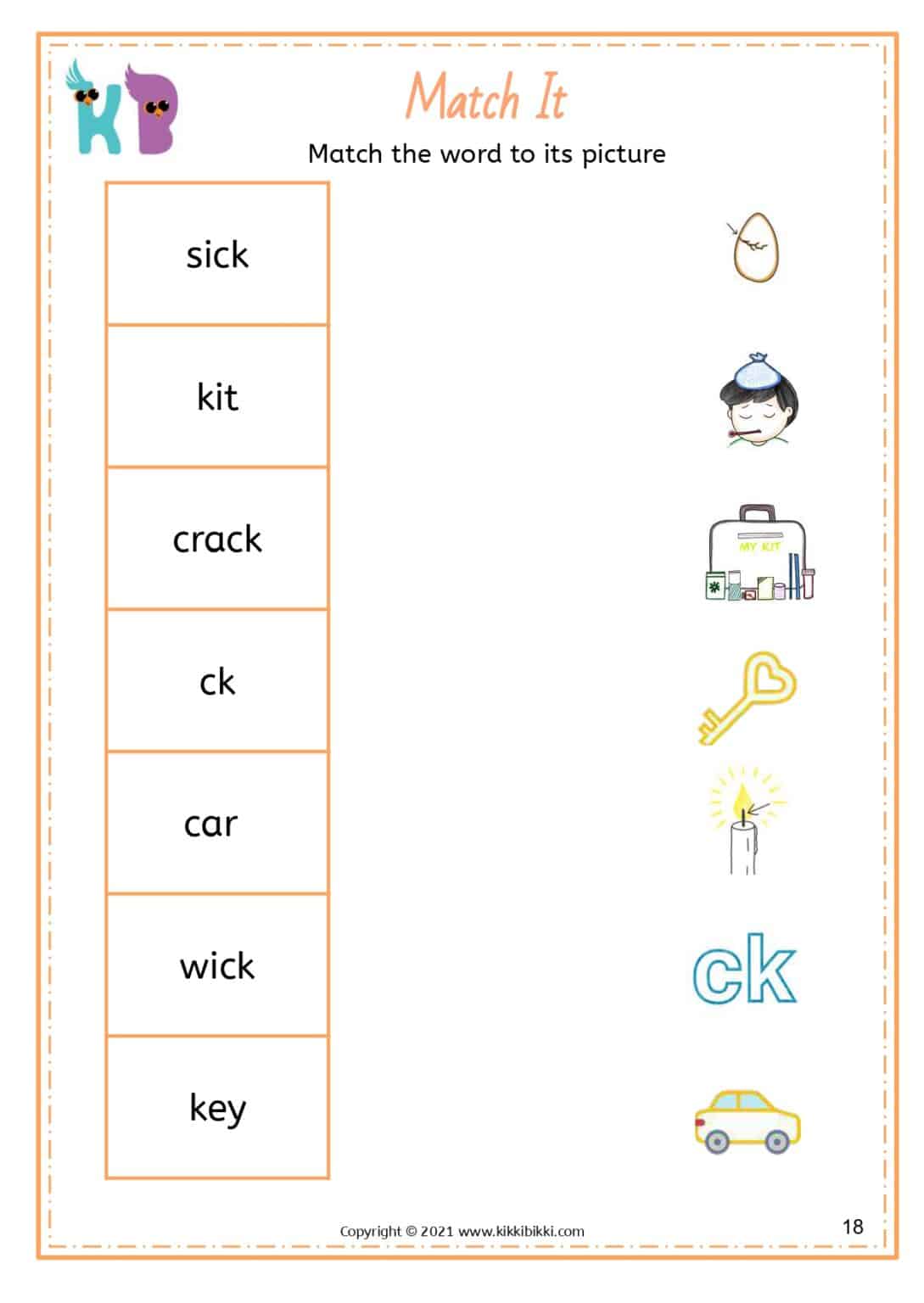 Learn to Spell c, k, ck Words - KikkiBikki - Kindergarten Worksheets