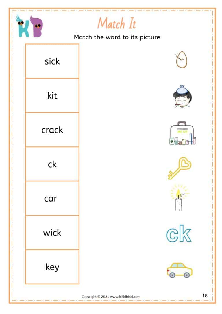 Learn to Spell c, k, ck Words - KikkiBikki - Kindergarten Worksheets