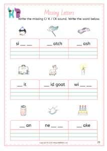 Learn to Spell c, k, ck Words - KikkiBikki - Kindergarten Worksheets