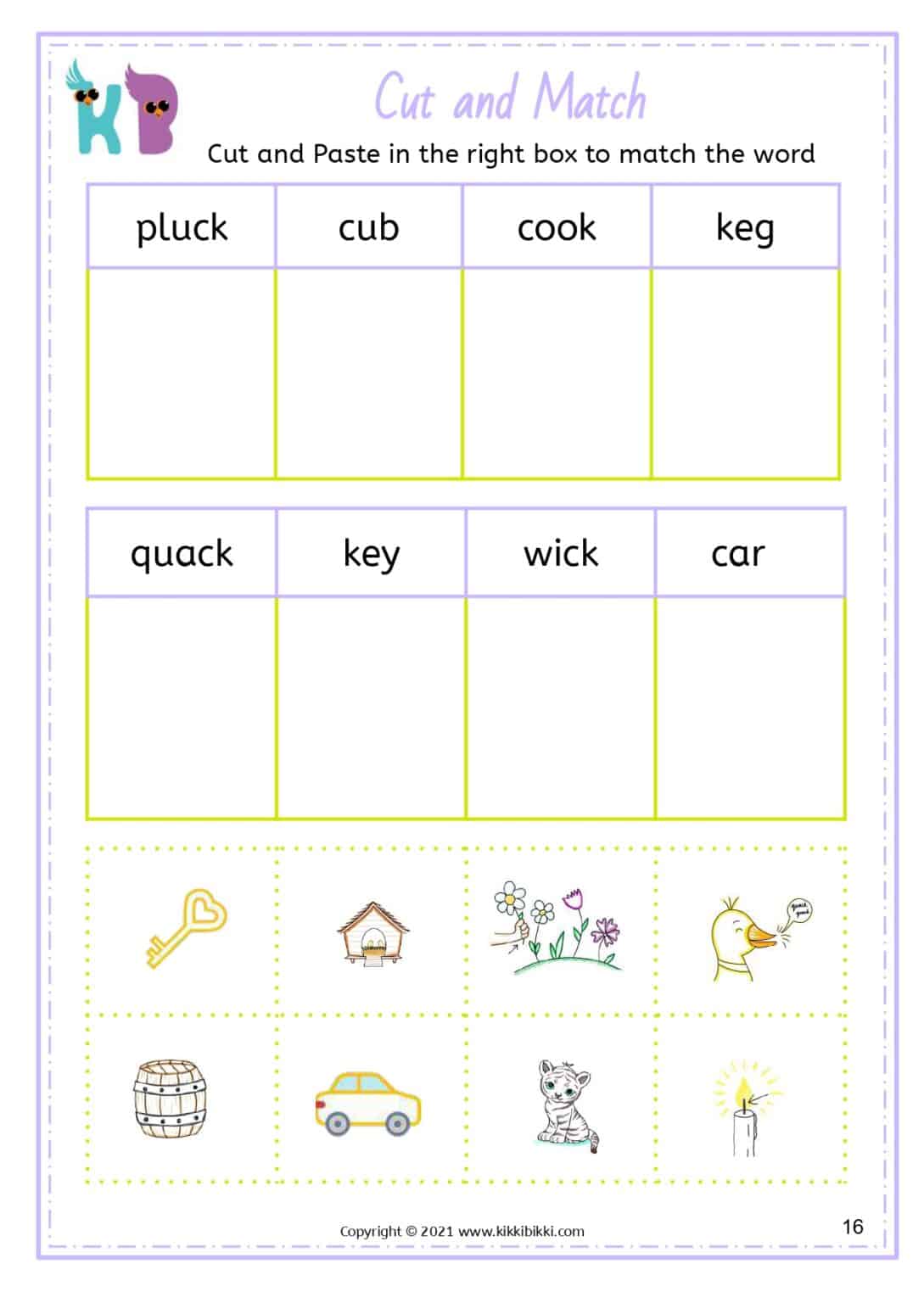 Learn to Spell c, k, ck Words - KikkiBikki - Kindergarten Worksheets