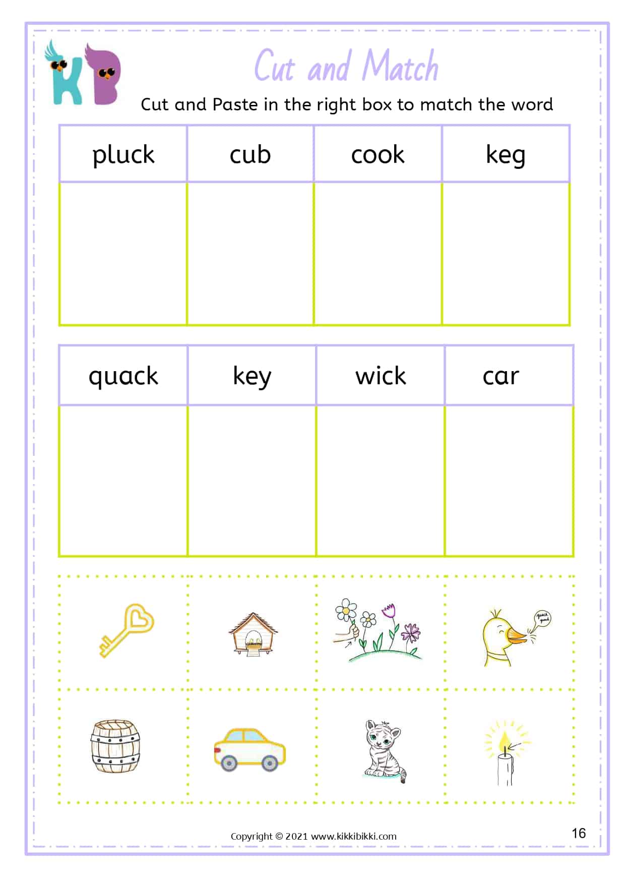 Learn to Spell c, k, ck Words - KikkiBikki - Kindergarten Worksheets