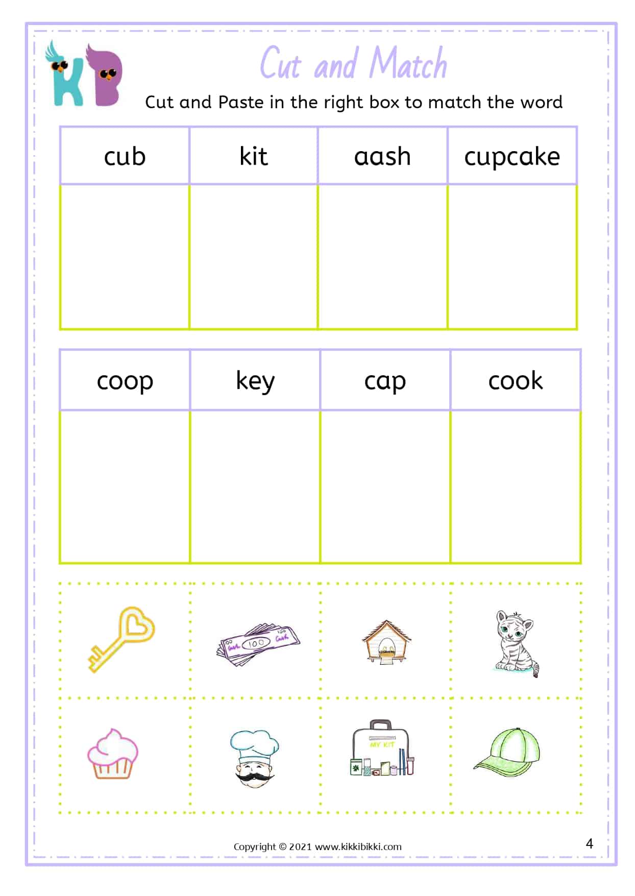 Learn to Spell c, k, ck Words - KikkiBikki - Kindergarten Worksheets