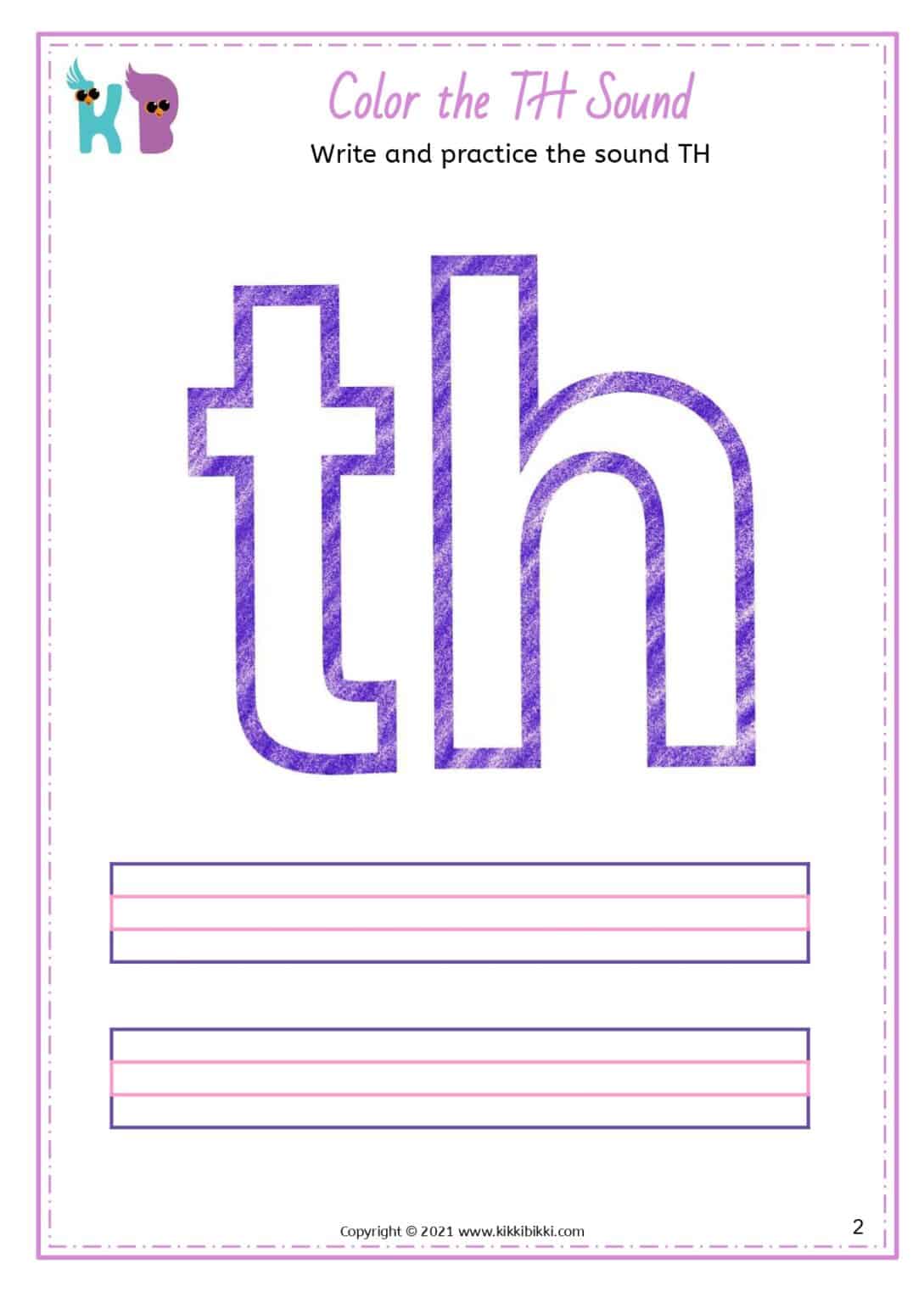 th Words - Kindergarten Worksheet - Free Phonics Printable