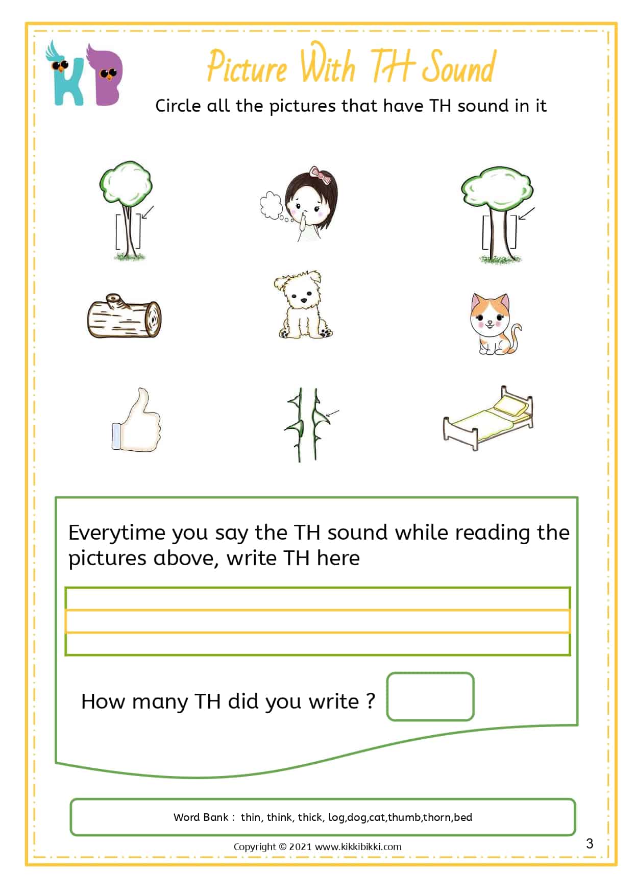 Picture Worksheets for Phonics Practice"