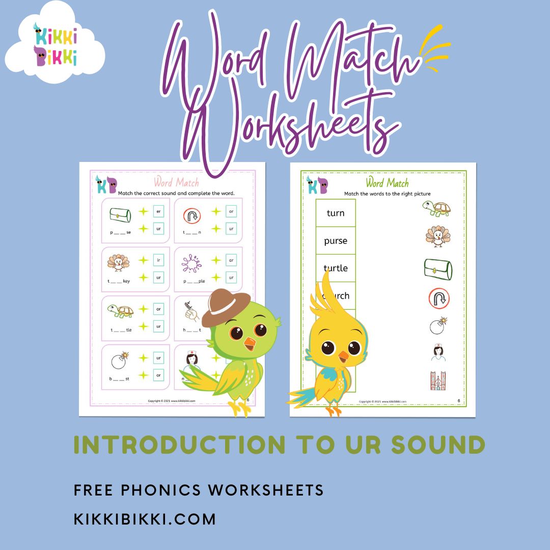 Exploring the 'UR' Sound: Word Match Worksheets for Phonics Fun