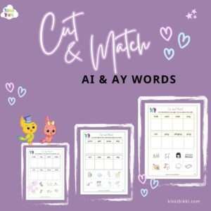 Cut and Match - Long A Free Worksheets for AI & AY Words