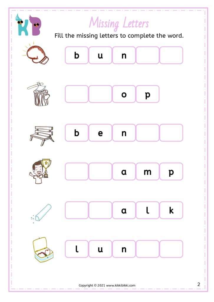 Consonant Digraph CH Sound Missing Letters Worksheet