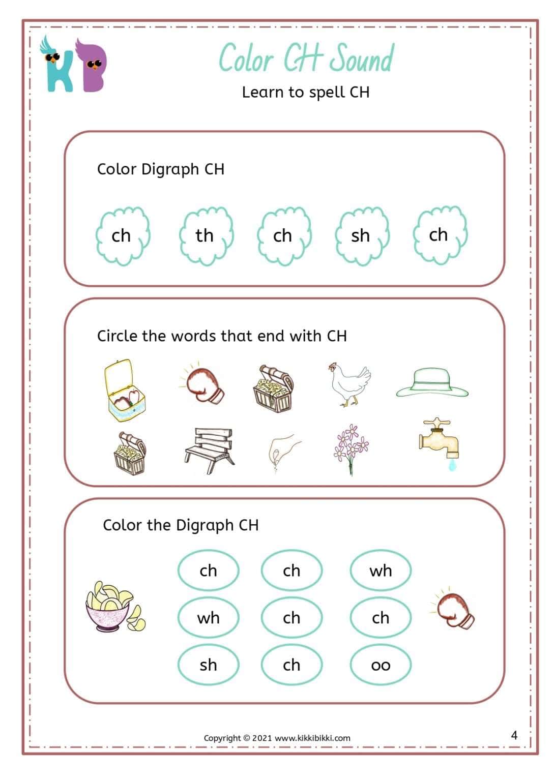 Consonant Digraph CH Sound Picture Matching Worksheet