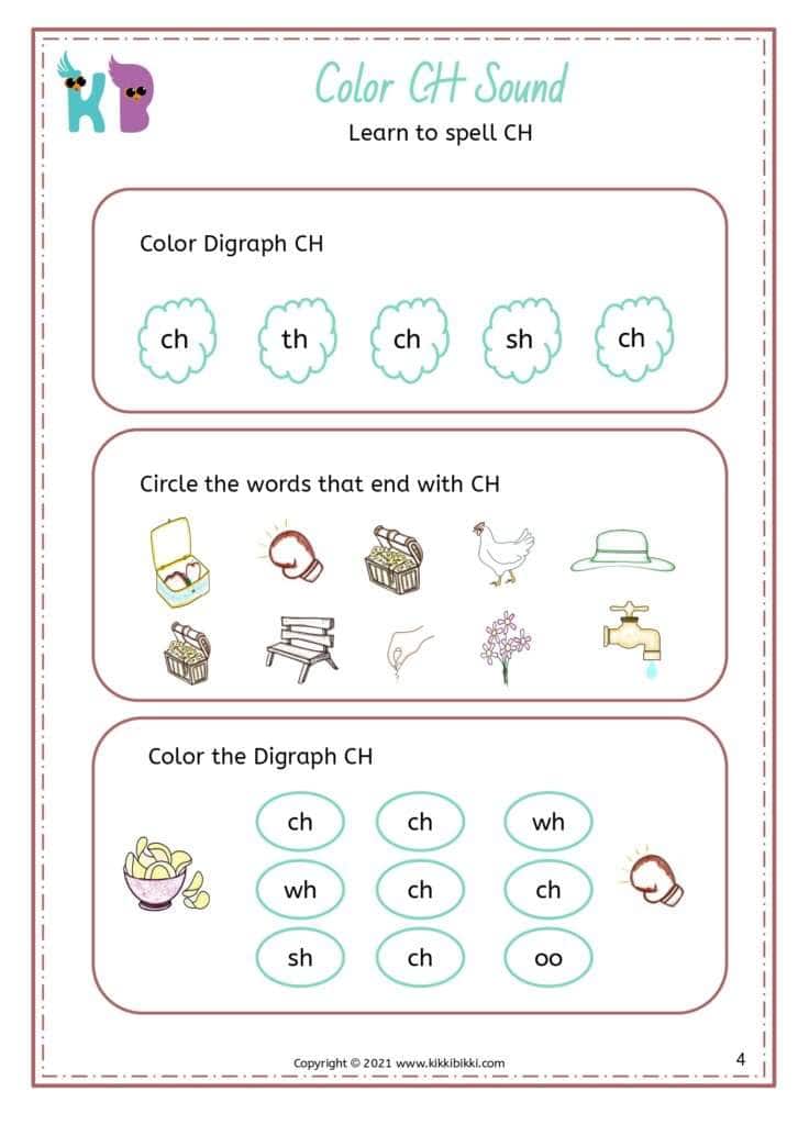 Consonant Digraph CH Sound Picture Matching Worksheet