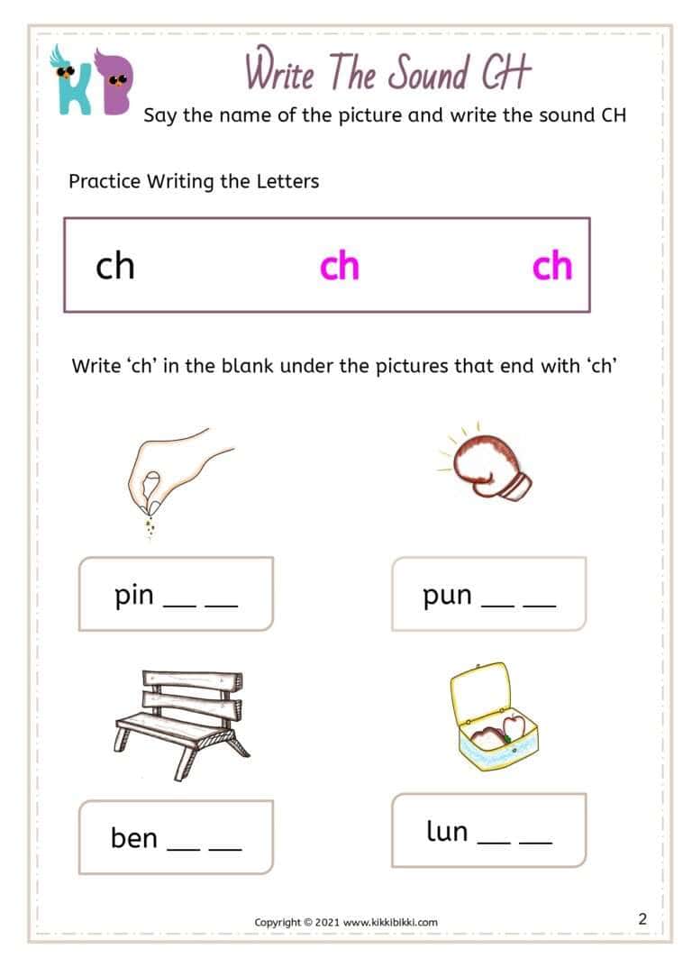 Phonics Fun: Consonant Digraph CH Sound Coloring Worksheet