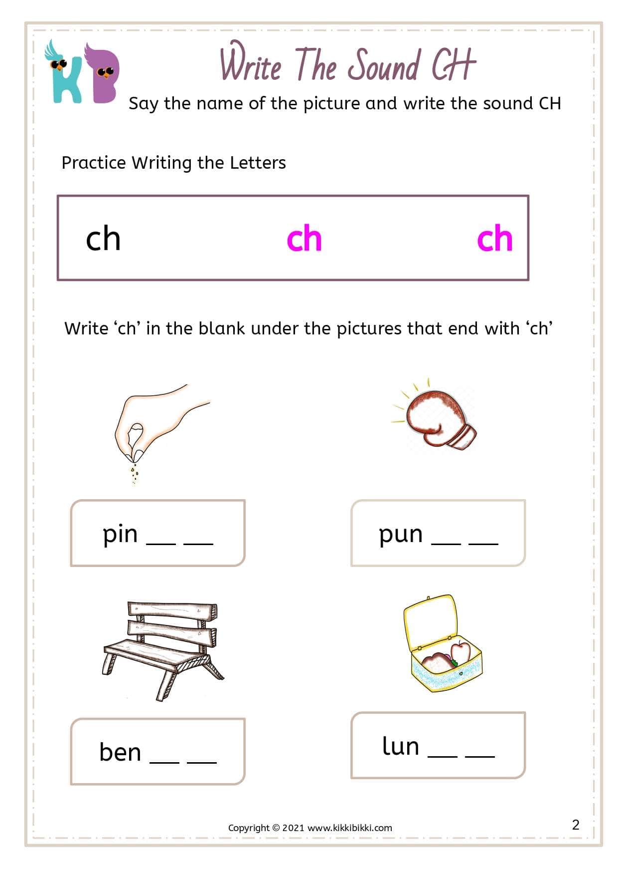 Phonics Fun: Consonant Digraph CH Sound Coloring Worksheet