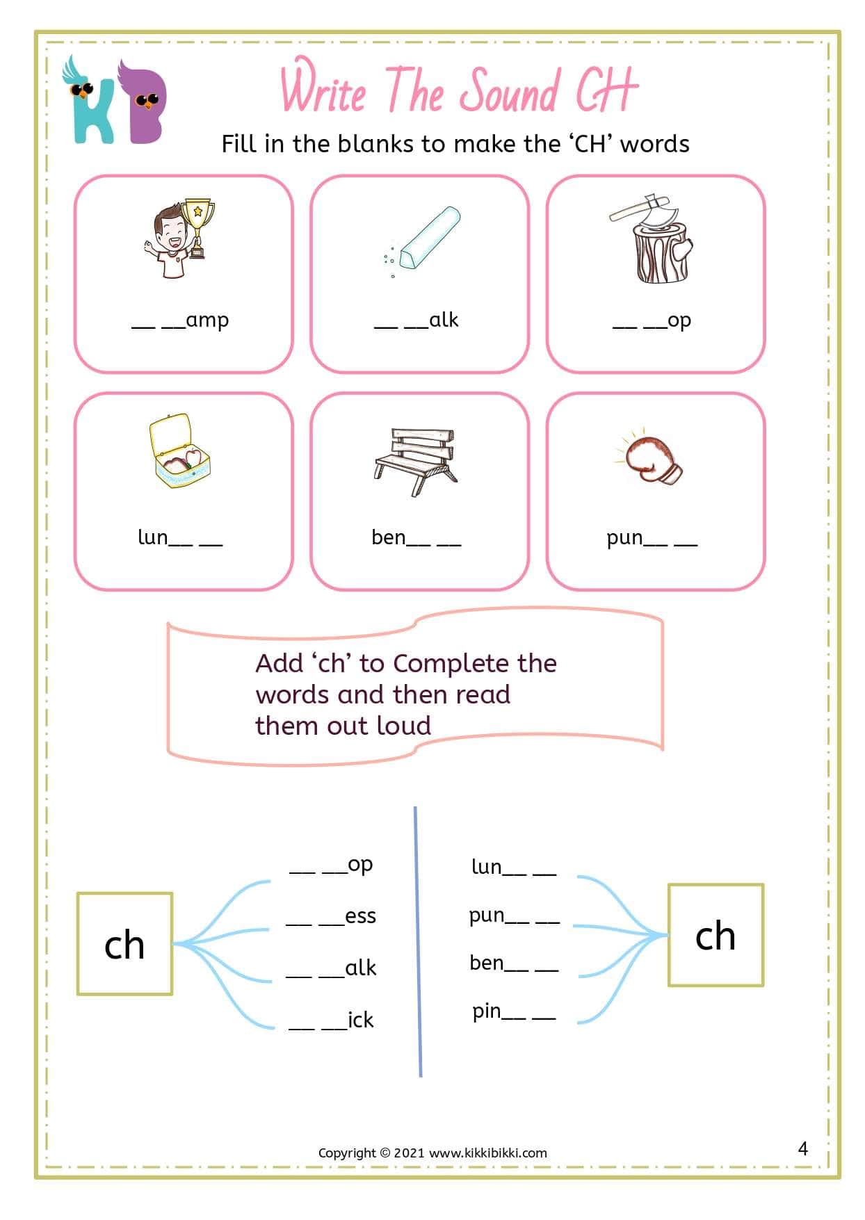 Phonics Fun: Consonant Digraph CH Sound Coloring Worksheet