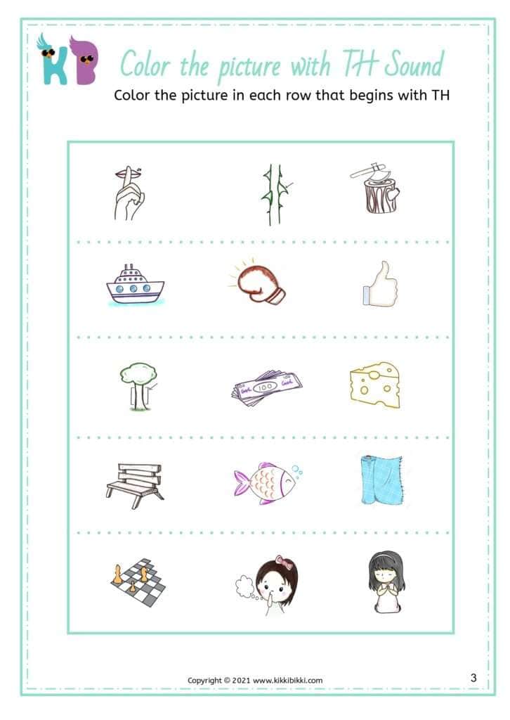Exploring the 'TH' Sound: Color-the-Sound Worksheets