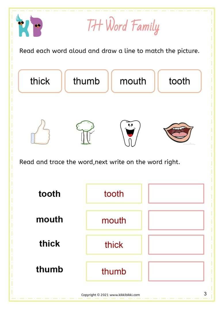 Consonant Digraph TH Sound Missing Letters Worksheet