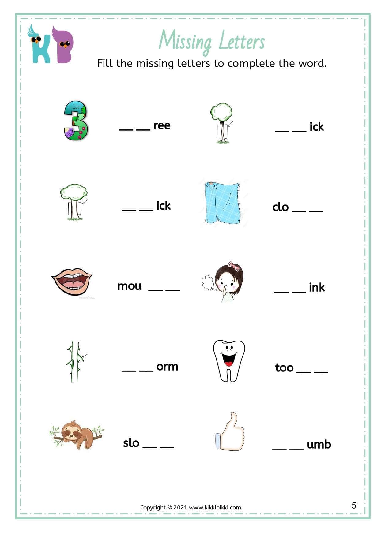 Consonant Digraph TH Sound Missing Letters Worksheet