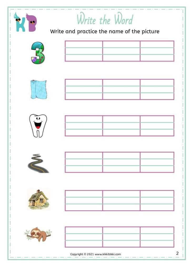 Consonant Digraph TH Sound Write the Word Worksheet**