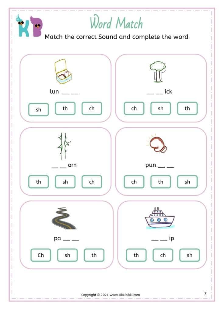 Phonics Fun: Consolidating CH, SH, and TH Word Families with Word Match ...