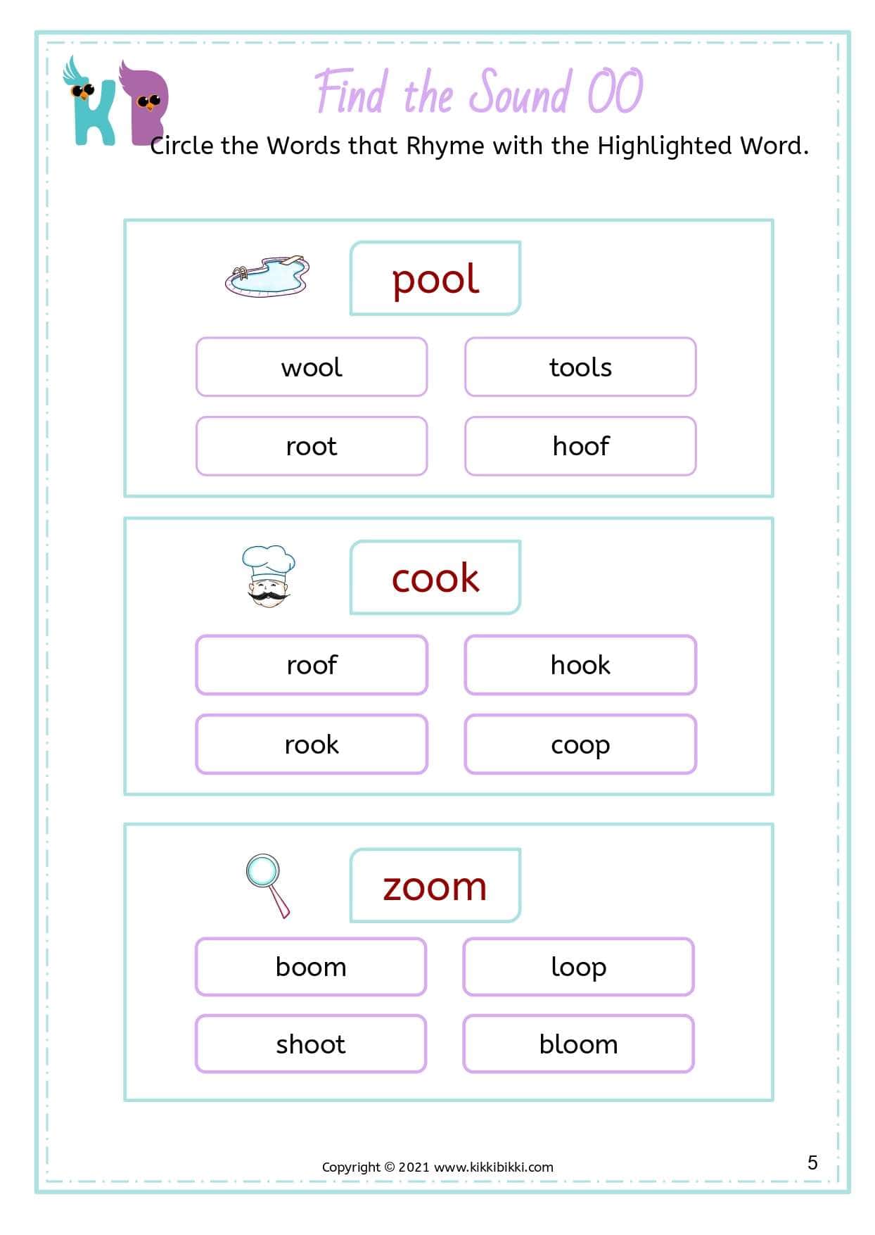 Discovering the 'OO' Sound: Find-the-Sound Worksheets