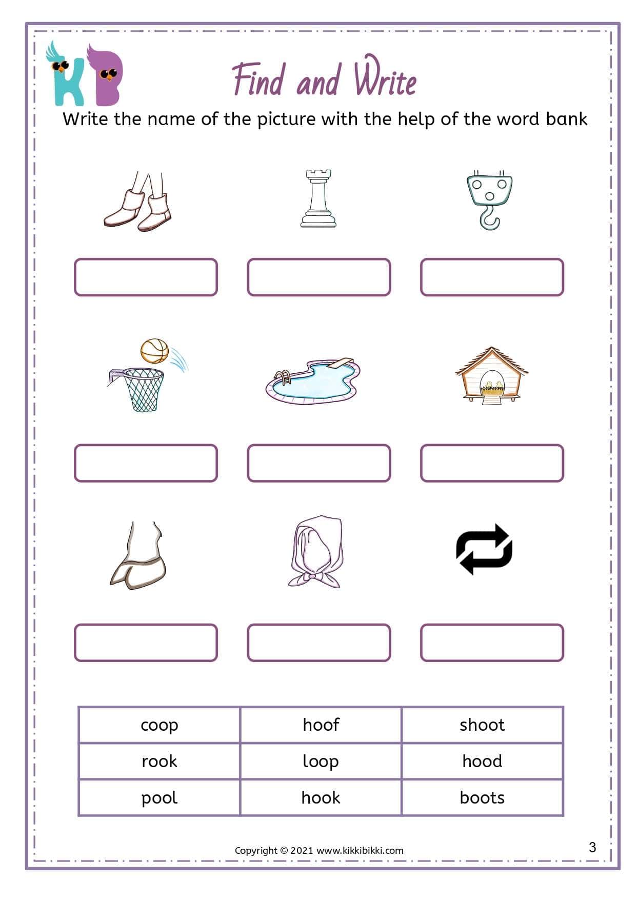 Vowel Digraph OO Worksheets: Introduction to Phonics