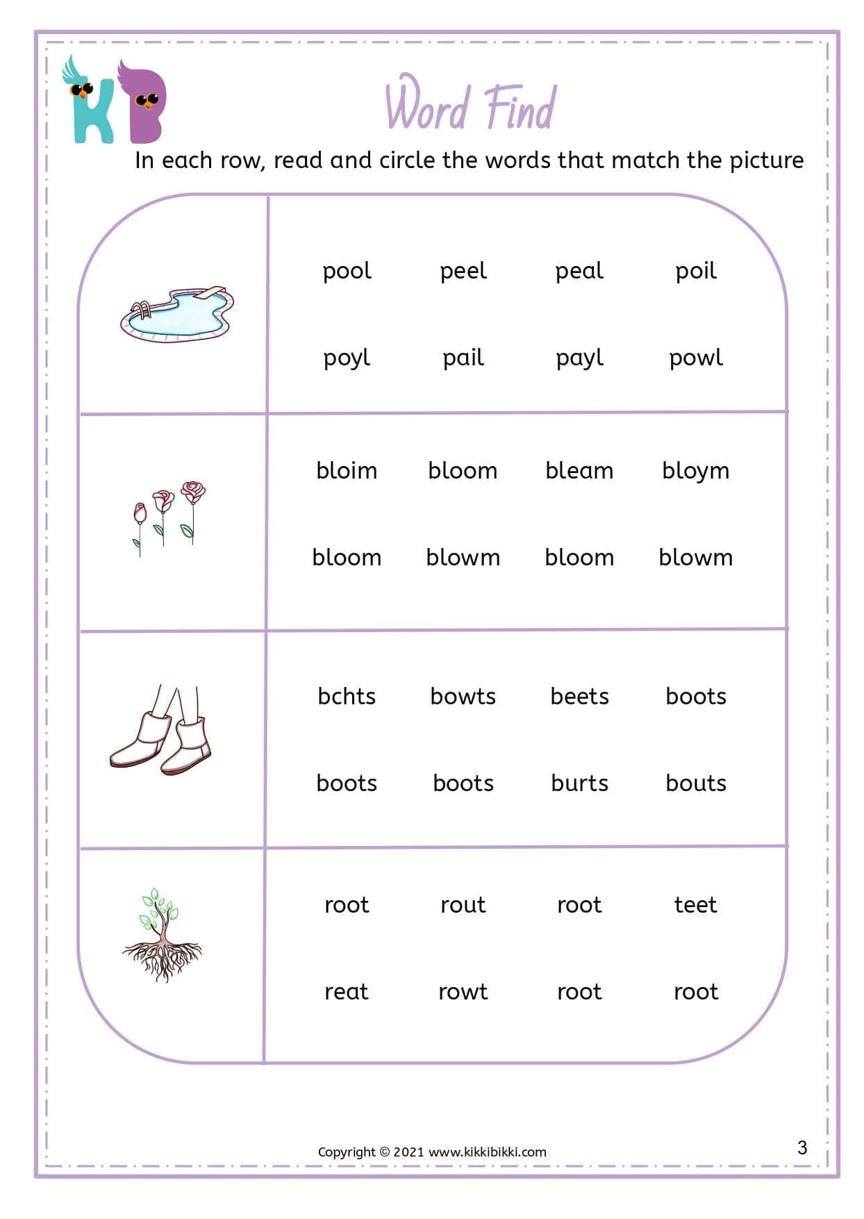 Introduction to the ‘oo’ Sound: Read and Find Worksheets