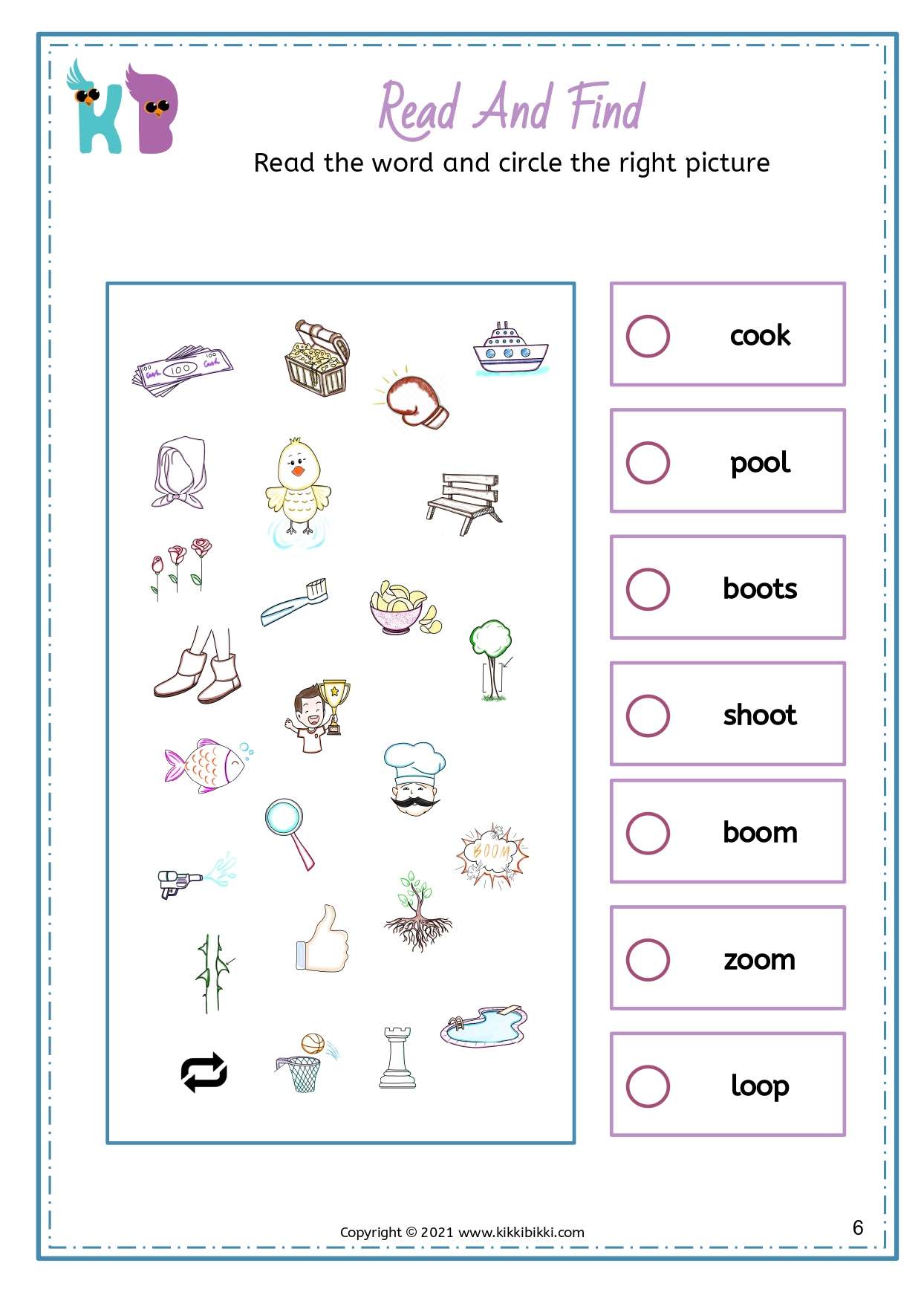 Introduction to the ‘oo’ Sound: Read and Find Worksheets