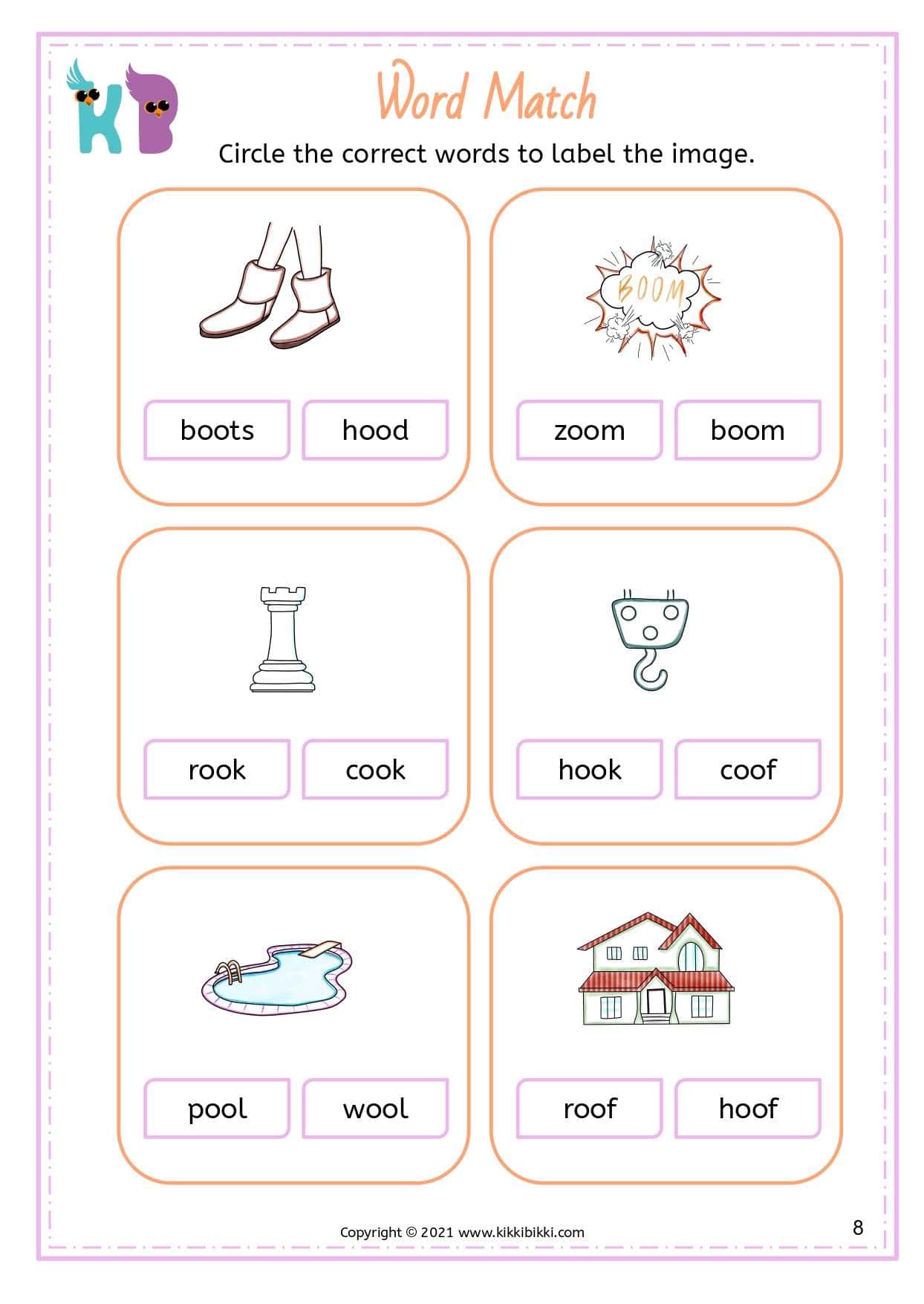 Word Match Worksheets: Introduction to the ‘oo’ Sound