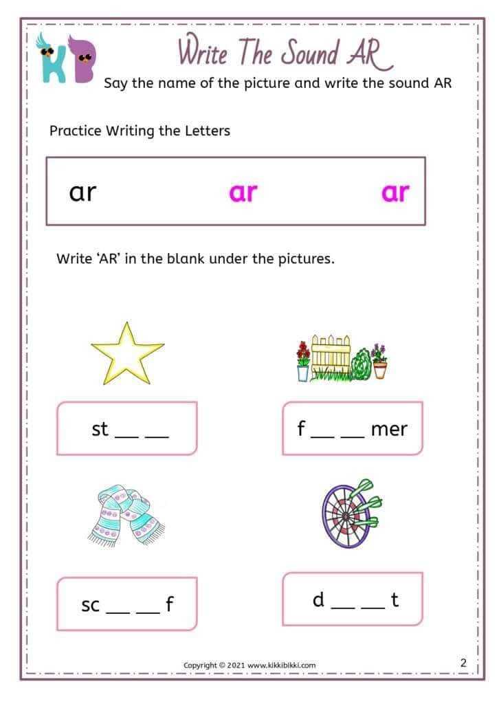 Mastering the 'AR' Sound: Write the Sound Worksheets
