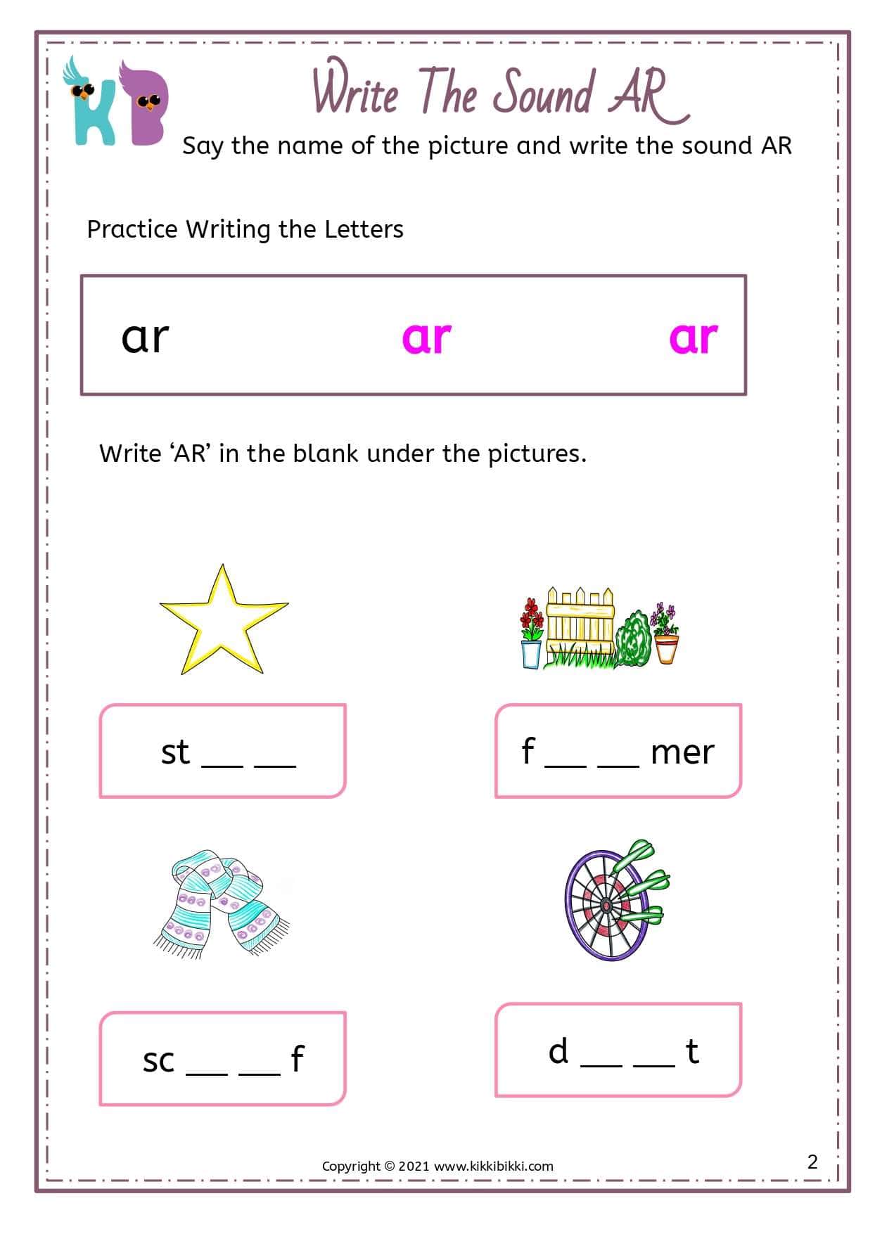Mastering the 'AR' Sound: Write the Sound Worksheets
